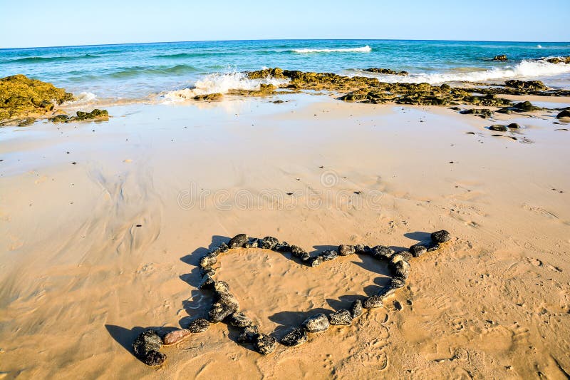 A Heart Made of Rocks is on the Beach Stock Image - Image of holiday ...