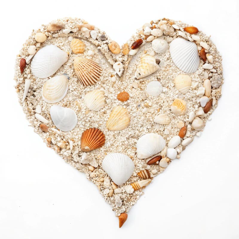Heart Made of Shells and Seashells Stock Illustration - Illustration of ...
