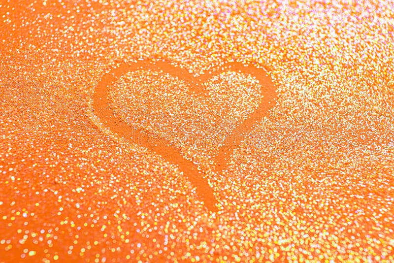 Heart Made with Shiny Bright Glitter on Orange Background Stock Photo ...