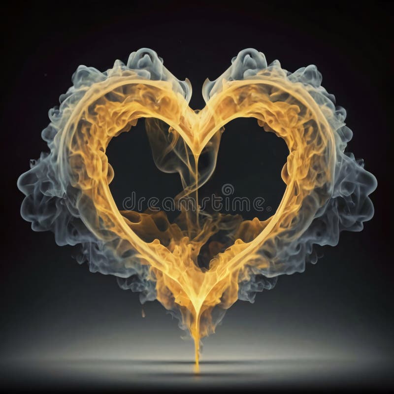 Heart Made of Red Smoke and Fire Stock Illustration - Illustration of ...