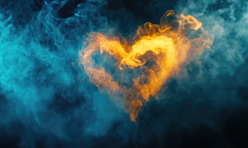 A Heart Made of Smoke is Lit on Fire Stock Illustration - Illustration ...