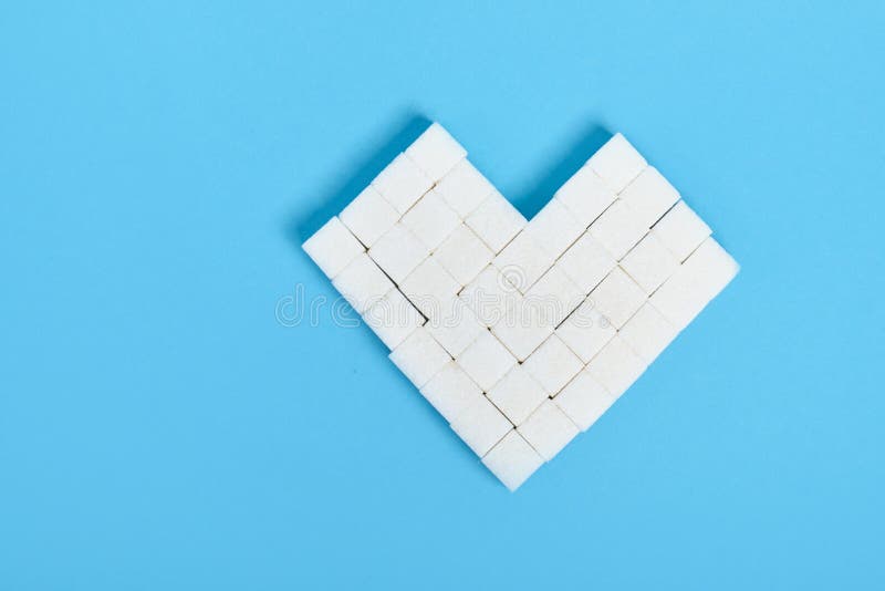 Heart Made of Sugar Cubes on a Blue Background Copy Space Stock Image ...