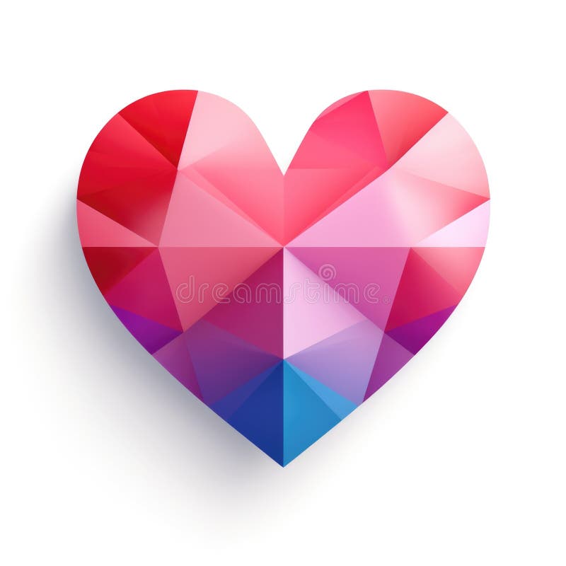 A Heart Made of Triangles on a White Background, Clipart on White ...