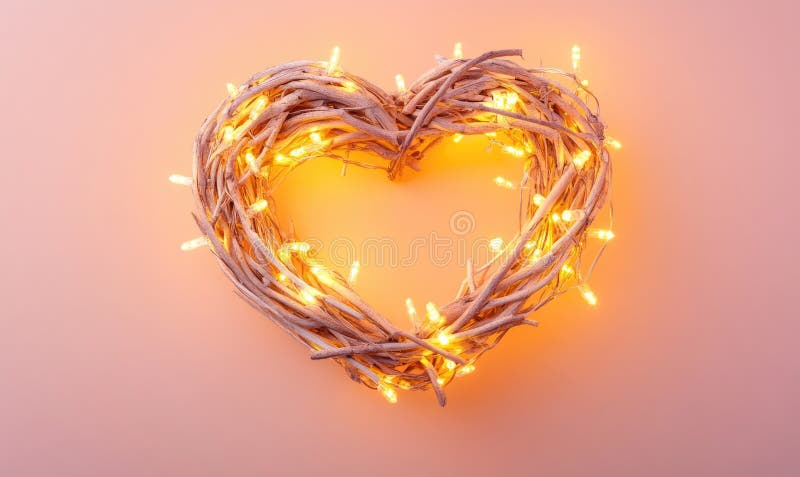 A Heart Made of Twigs and Lights Stock Illustration - Illustration of ...