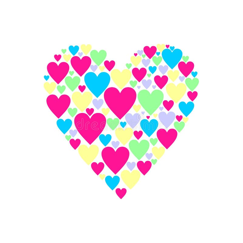 Heart Made Up of Many Hearts of Different Sizes and Colors. Stock ...