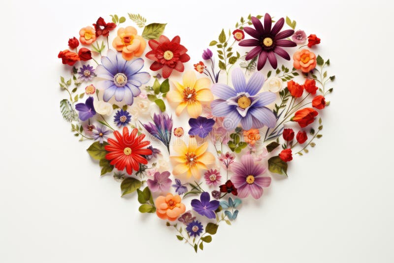 Heart Made from Various Flowers Stock Illustration - Illustration of ...