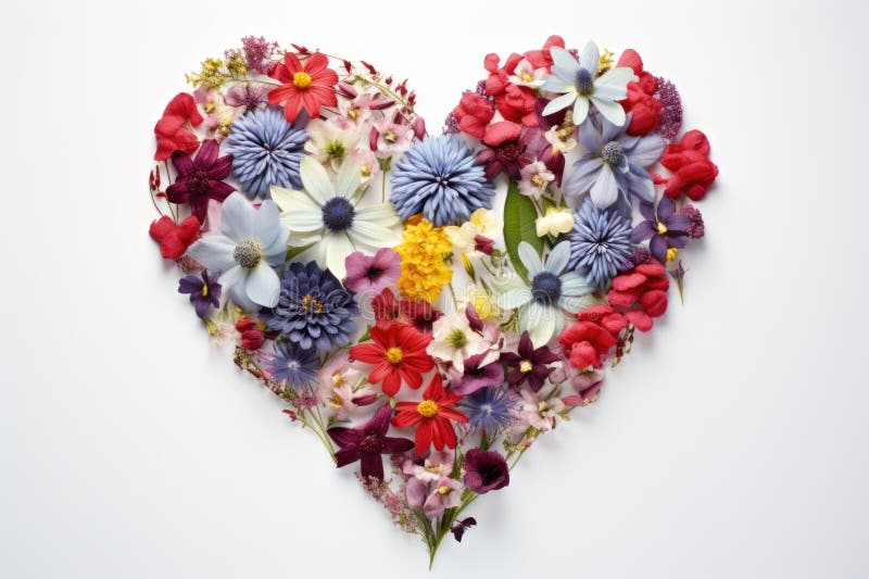 Heart Made from Various Flowers Stock Illustration - Illustration of ...