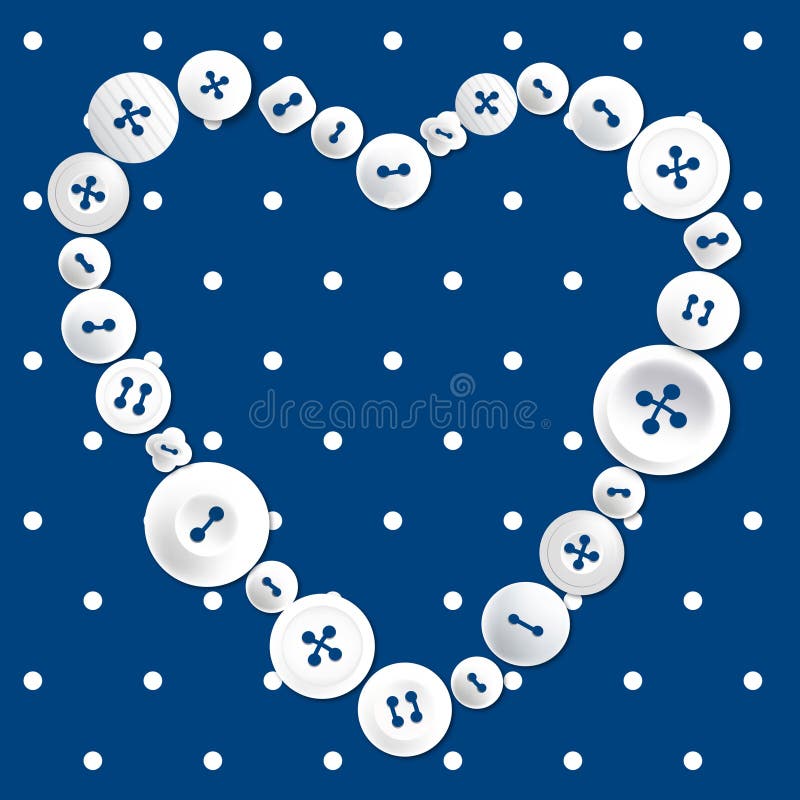 Heart Made from White Buttons Stock Illustration - Illustration of ...