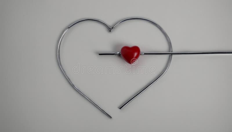 A Heart Made of Wires and a Red Heart in the Middle Stock Illustration ...
