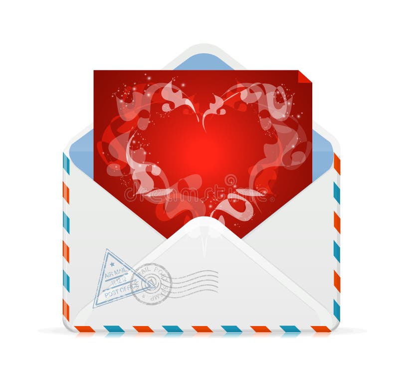 Heart and Mail Valentines Day Card Vector Stock Vector - Illustration ...