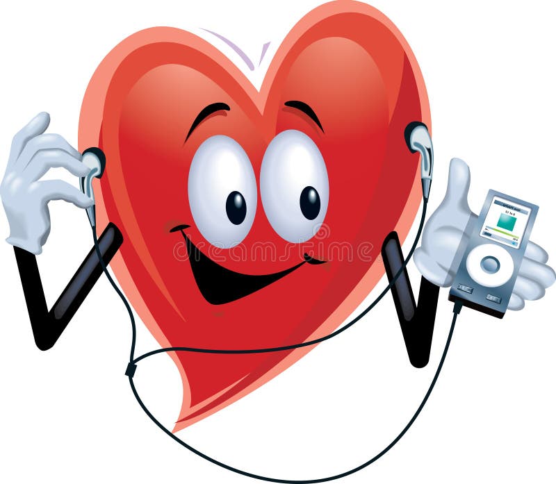Heart listening to music stock vector. Illustration of blood - 14653639