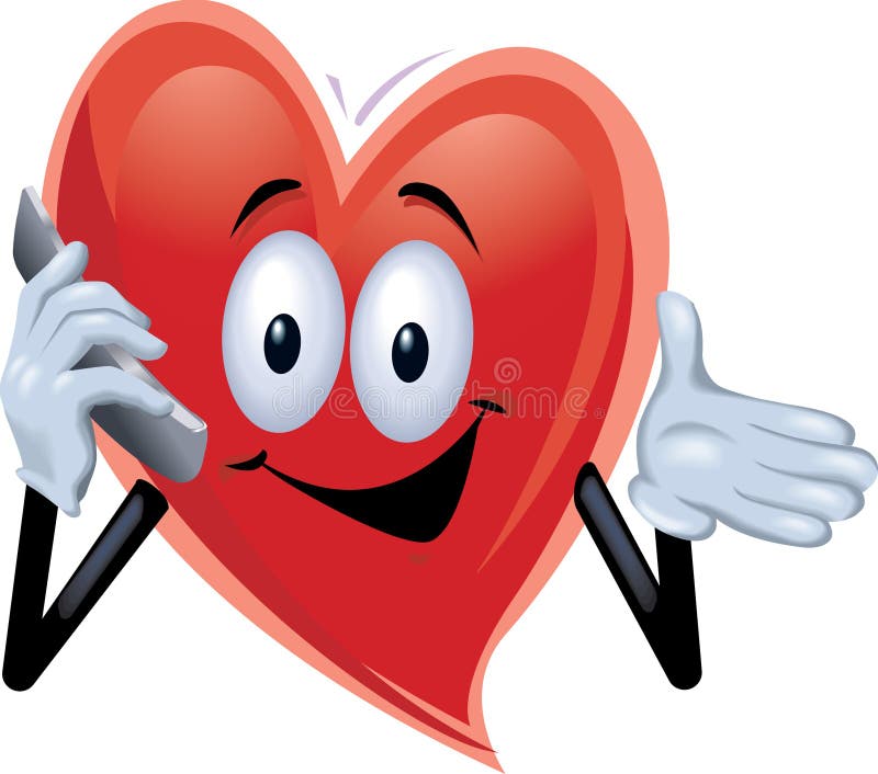 Heart Man Talking on a Cell Phone Stock Illustration - Illustration of ...