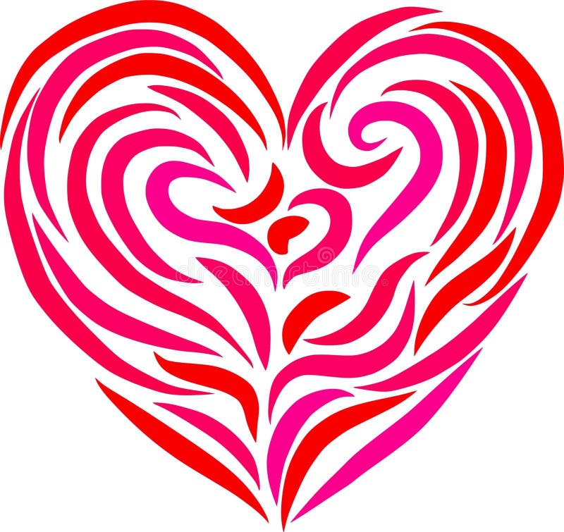 A Heart of Many Medium-sized Ribbons Stock Illustration - Illustration ...