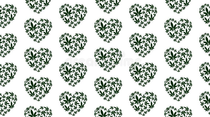 Heart with Marijuana Leaves Seamless Vector Pattern Stock Vector ...