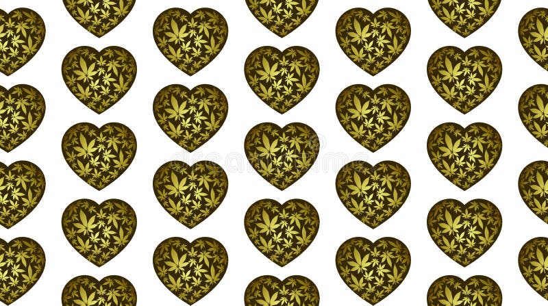 Heart with Marijuana Leaves Seamless Vector Pattern Stock Vector ...