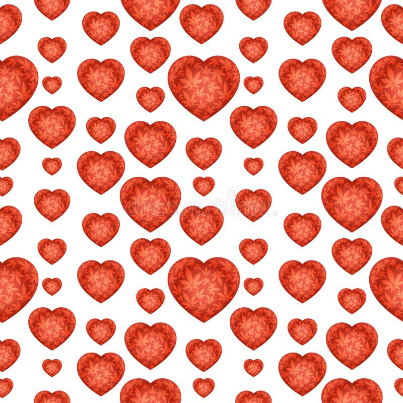 Heart with Marijuana Leaves Seamless Vector Pattern Stock Vector ...