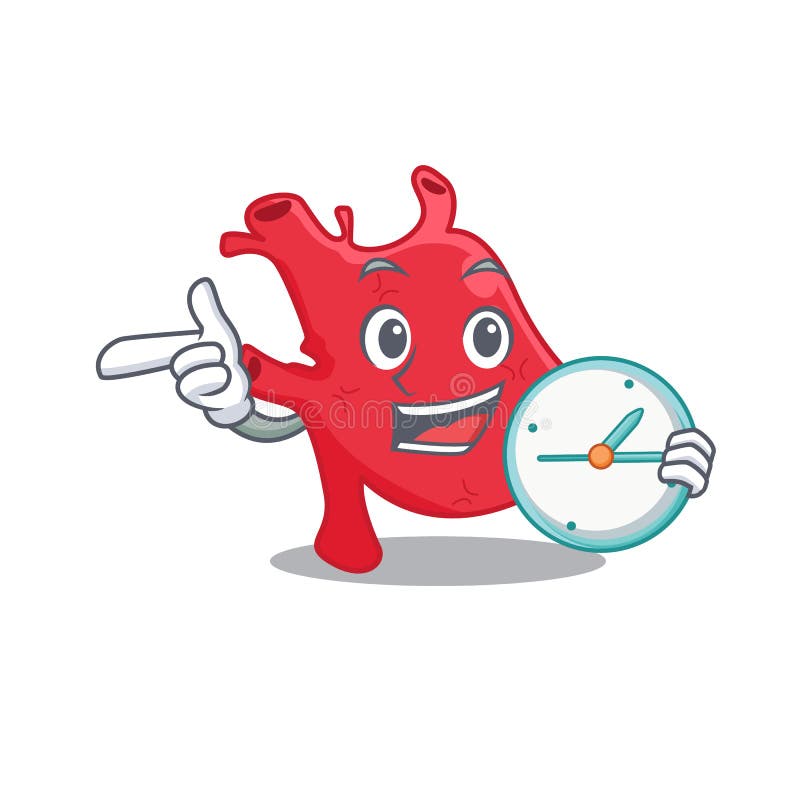 Heart Mascot Design Concept Smiling with Clock Stock Vector ...