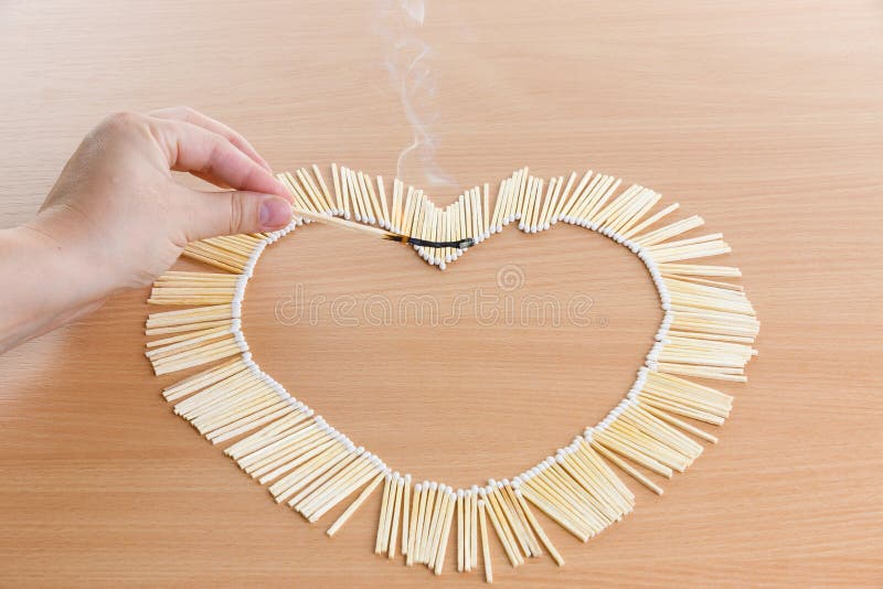 Heart of matches and fire. stock photo. Image of fire - 33570684