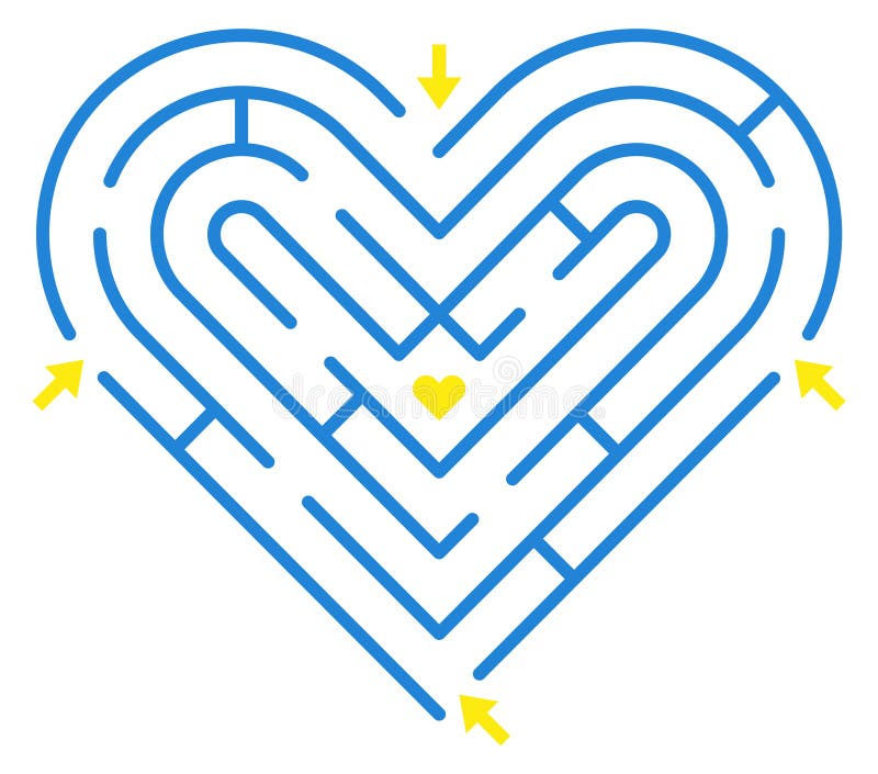 Heart Maze with Goal and Exits. Find Path Game Stock Illustration ...