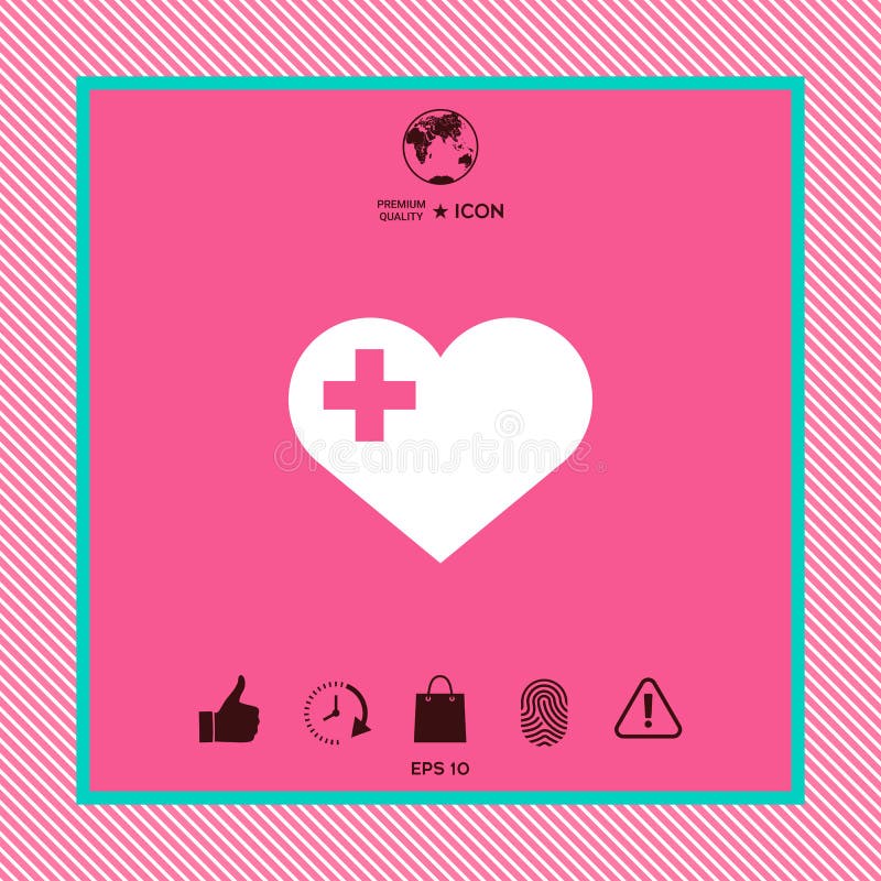 Heart with medical cross editorial image. Illustration of isolated ...