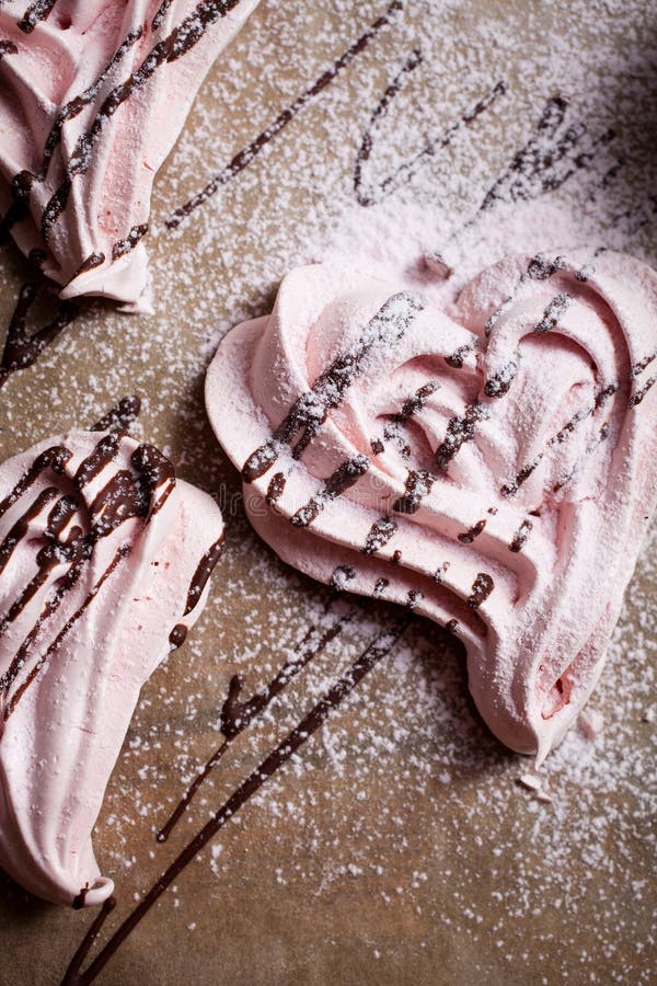 Heart meringues stock image. Image of food, love, biscuit - 66385427