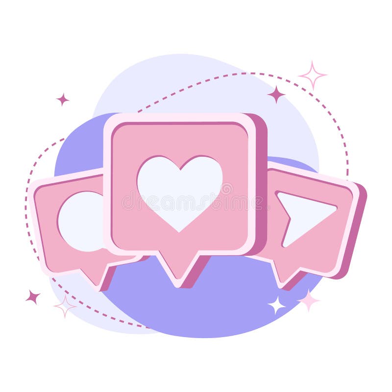 Heart and Message Icon in Speech Bubble. Stock Vector - Illustration of ...
