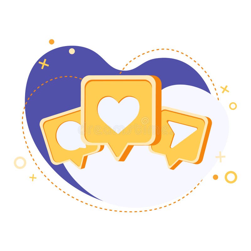 Heart and Message Icon in Speech Bubble. Notification Icon Stock Vector ...
