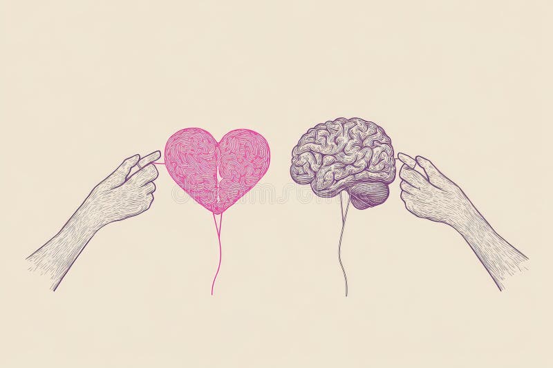 Heart & Mind Connection Stock Illustration - Illustration of connection ...