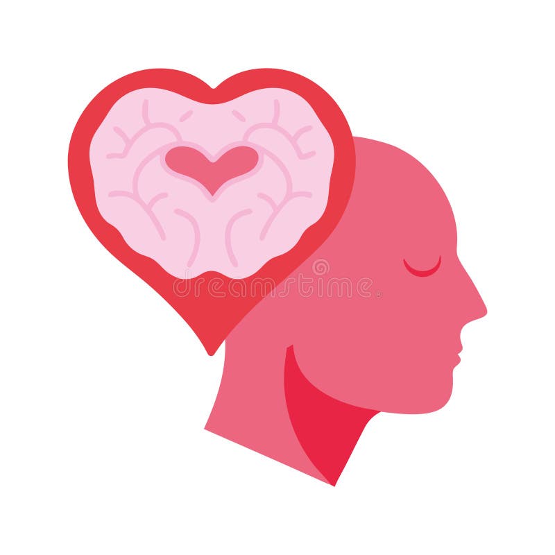 Heart Mind Love Brain Icon stock illustration. Illustration of metaphor ...