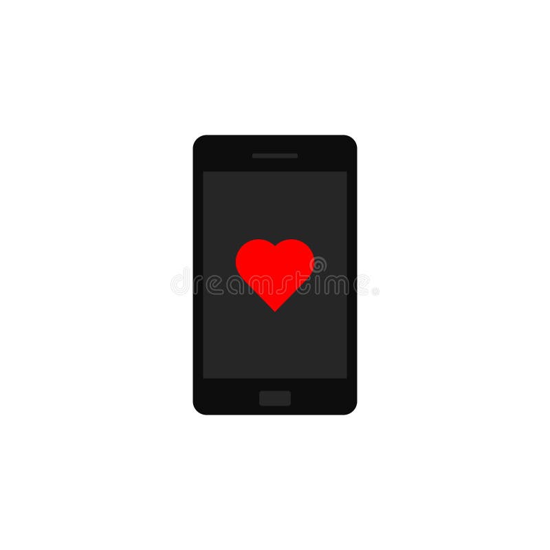 Heart in the Mobile Phone. Vector Illustration Isolated on White Stock ...