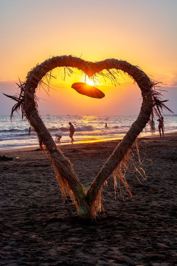 Heart Model on a Beach at Sunset, Side, Turkey Stock Image - Image of ...