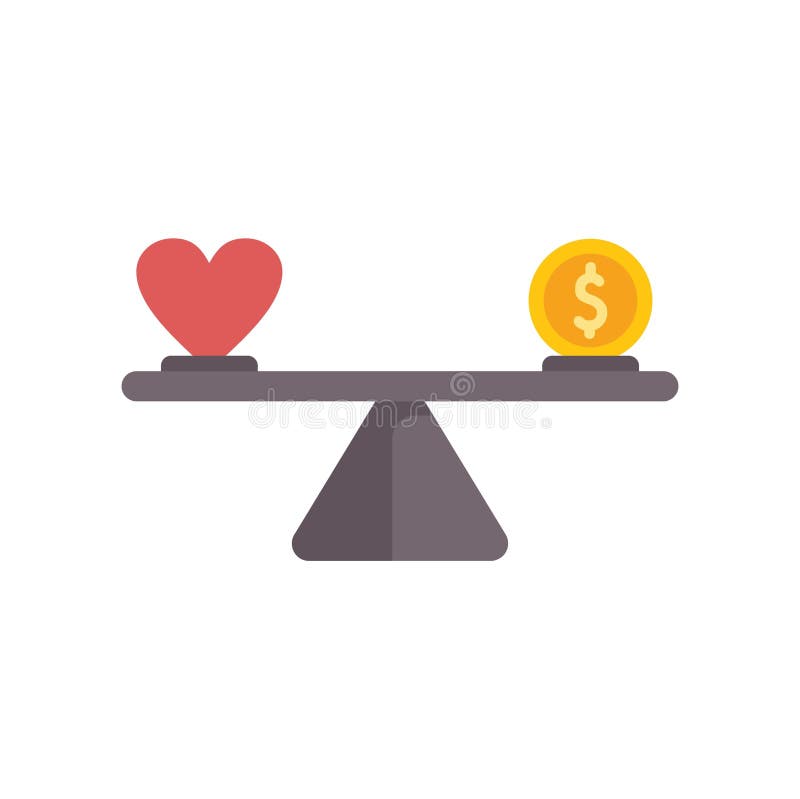 Heart and Money Balancing on a Seesaw Representing Life Choices Stock ...