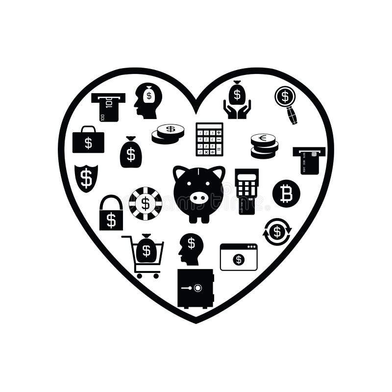 Heart and Money Love Valentine Stock Illustration - Illustration of ...