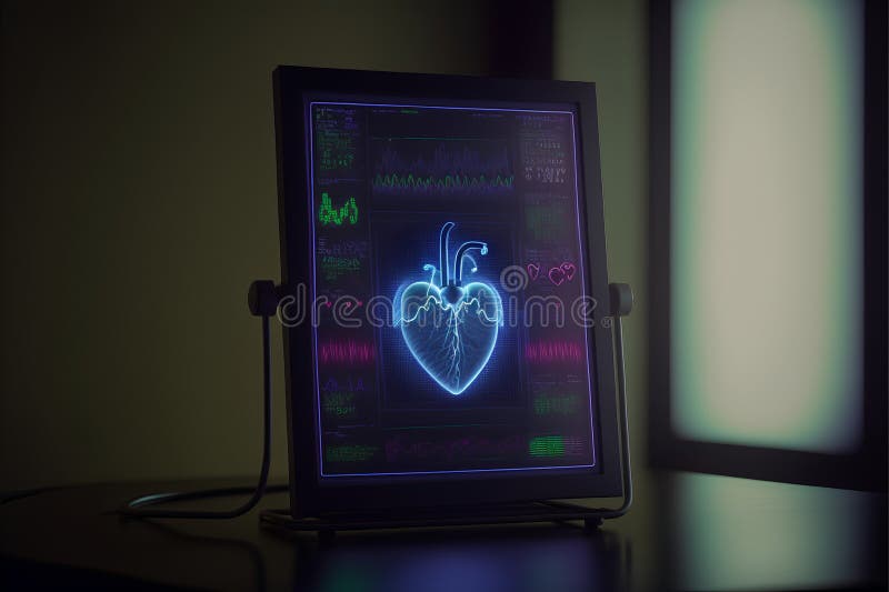 Heart on Monitor Screen. 3d Rendering Toned Image Double Exposure Stock ...