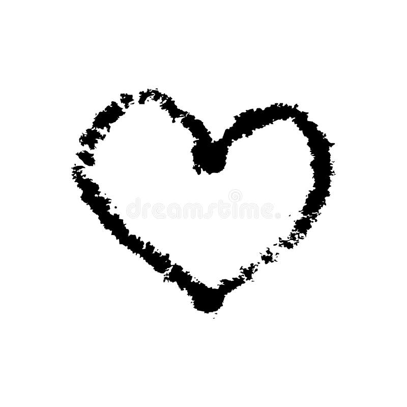 Heart Monochrome Symbol Hand Drawn Stock Illustration - Illustration of ...