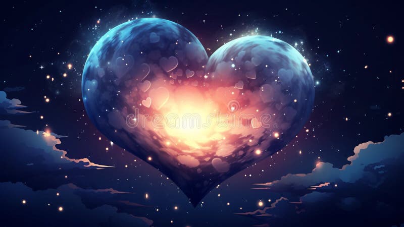 Heart Moon Shaped by Love and Romance Stock Illustration - Illustration ...