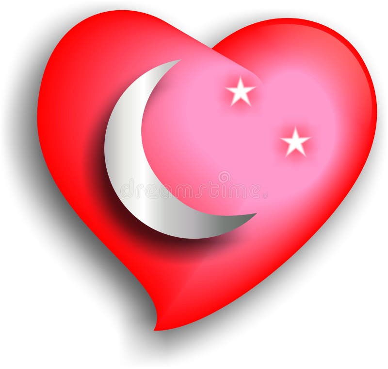 Moon heart stock illustration. Illustration of graphic - 1770411