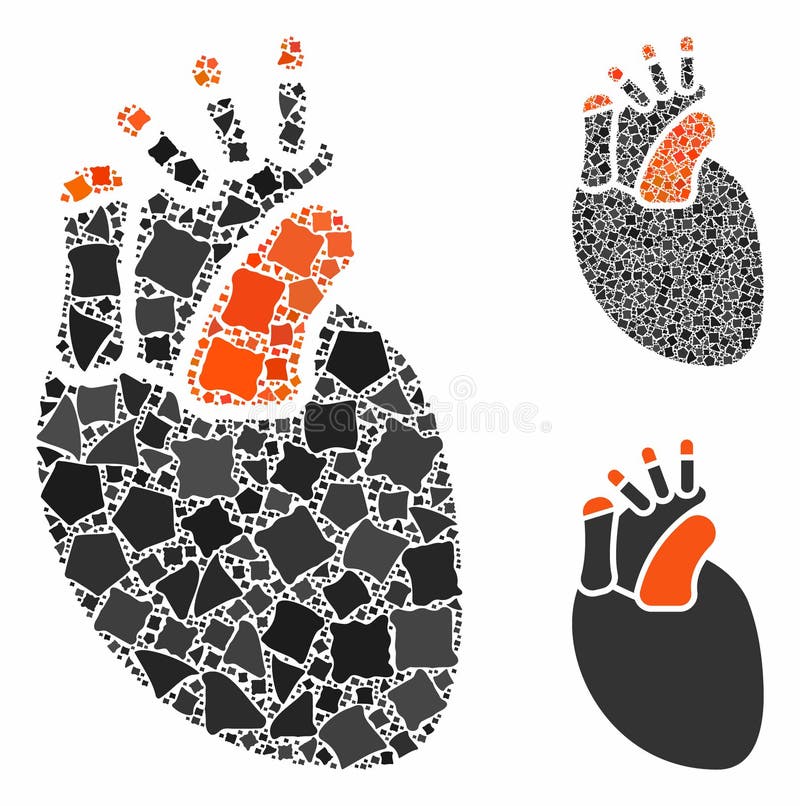 Heart Mosaic Icon of Rugged Elements Stock Illustration - Illustration ...