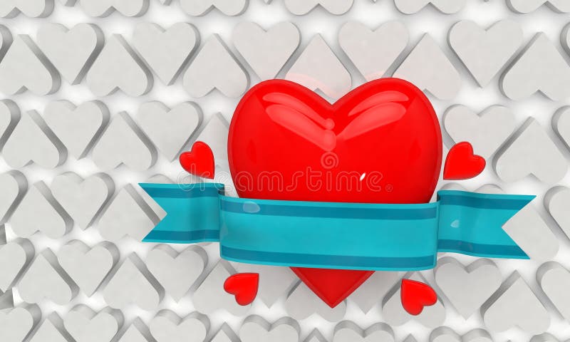 Heart with Motto Ribbon. 3D Render Stock Illustration - Illustration of ...