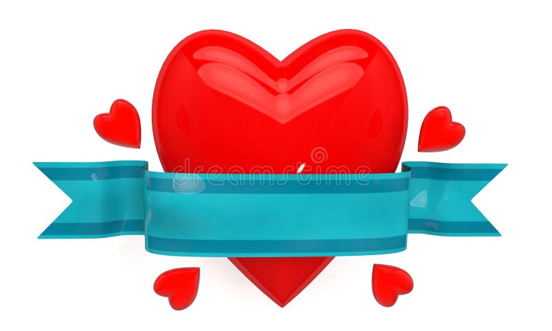 Heart with Motto Ribbon. 3D Render Stock Illustration - Illustration of ...