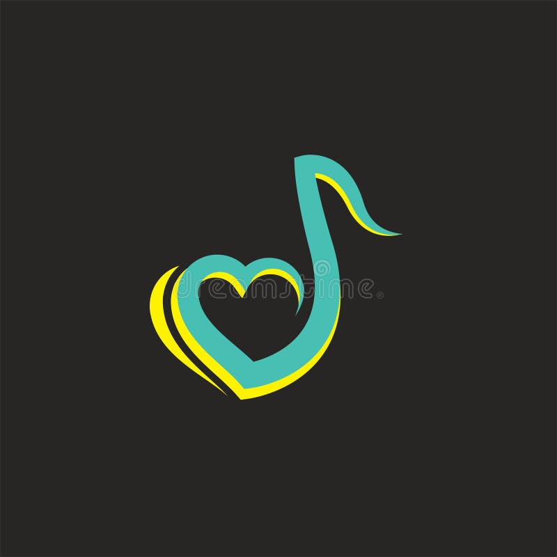 Heart Music Note Icon Vector Illustration Concept Design Template Stock ...