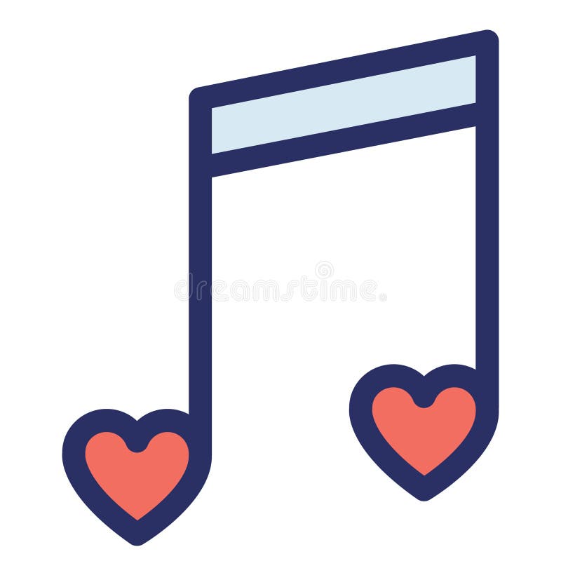 Heart, Music Note Isolated Vector Icon Which Can Easily Modify or Edit ...
