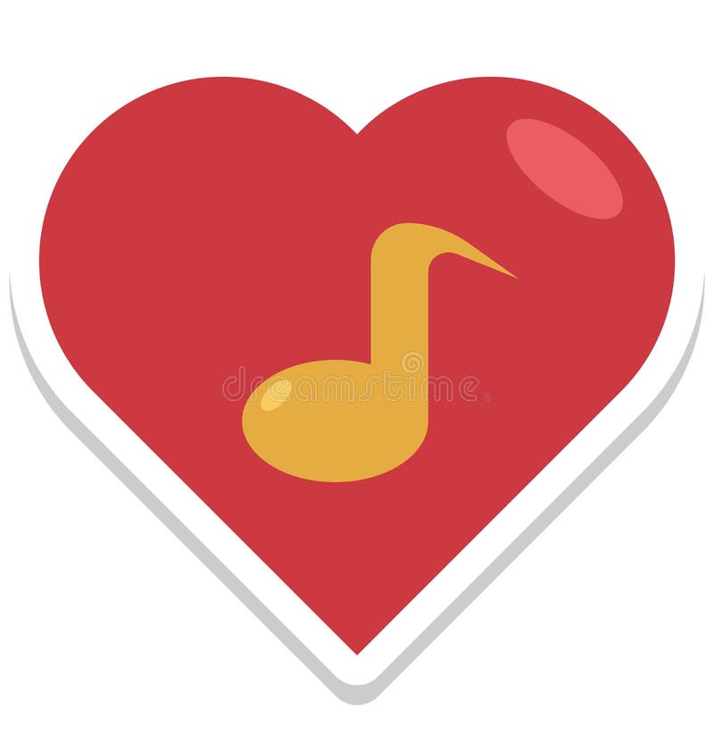 Heart, Musical Note Vector Icon Editable Stock Vector - Illustration of ...