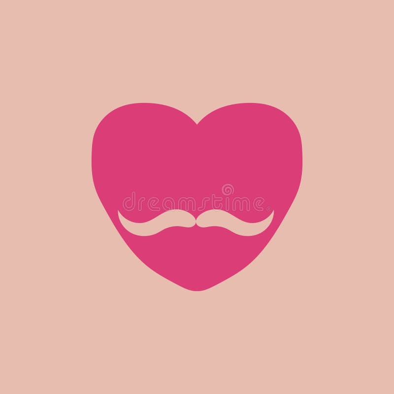 Heart with Mustache. Vector Illustration Decorative Background Design ...