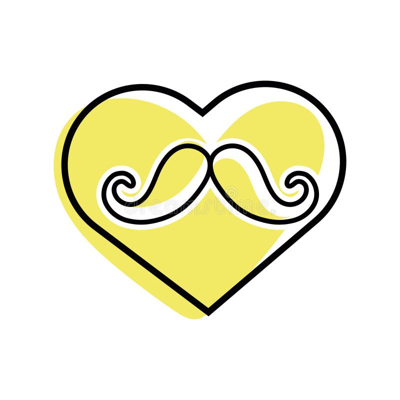 Heart with Mustache. Vector Stock Illustration - Illustration of icon ...