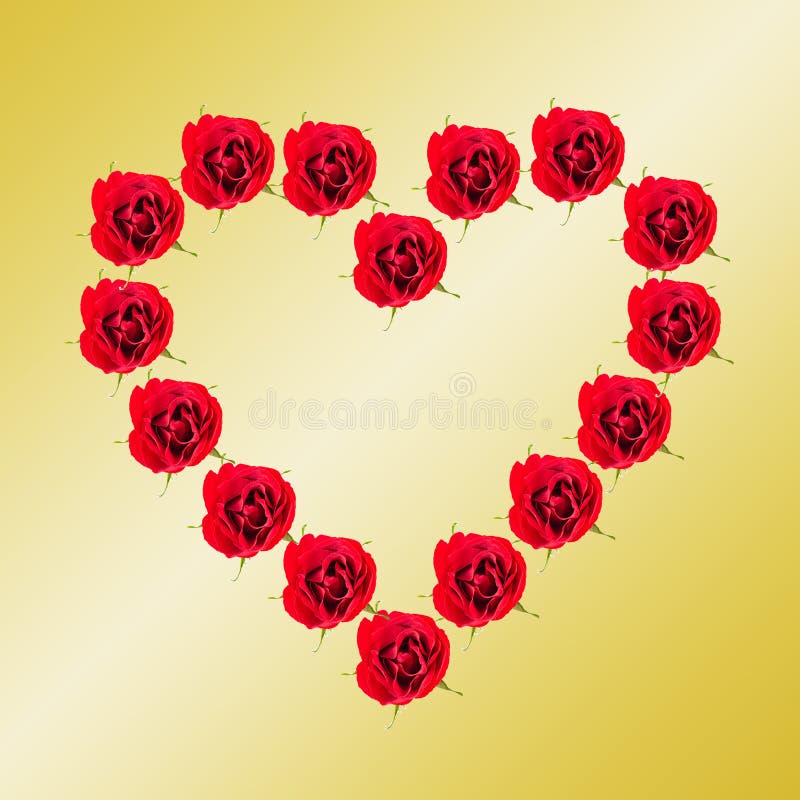 Heart with Natural Red Roses on a Yellow Background Stock Illustration ...