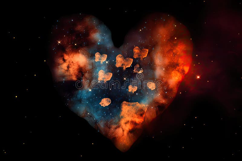Heart Nebula with Silhouettes of Ancient Creatures from Another ...