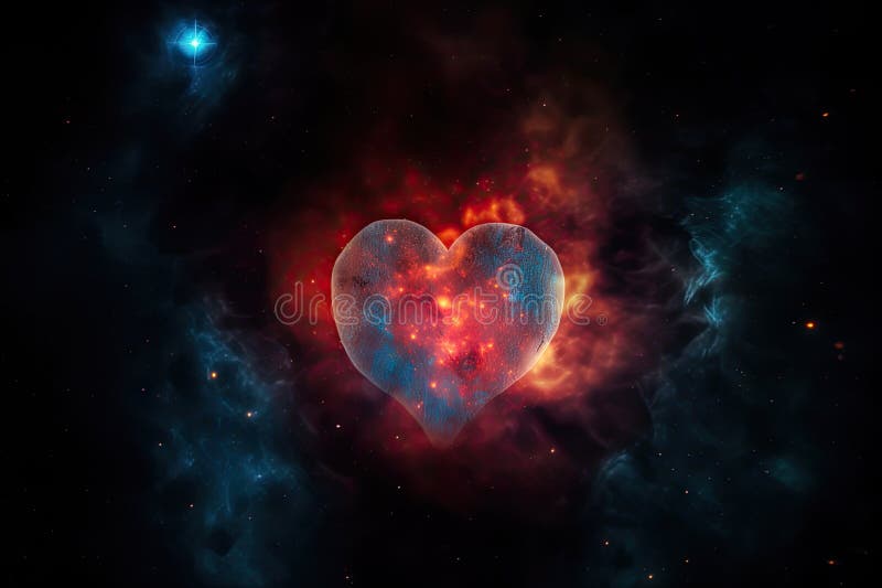 Heart within Nebula, with Stars and Planets Visible in the Distance ...