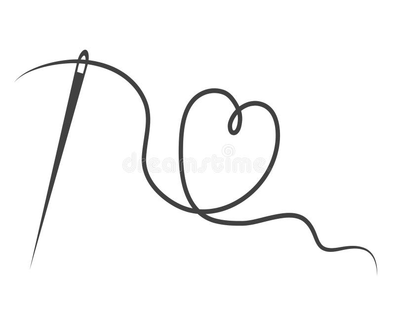 Heart with a Needle Thread. Vector Illustration Stock Vector ...