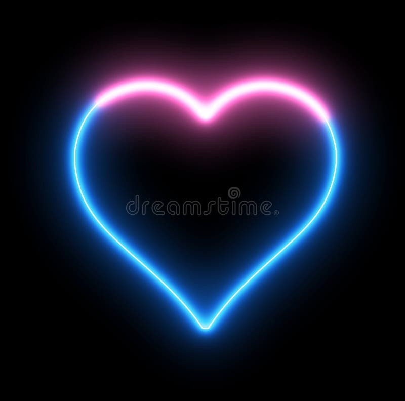 Heart with Neon, Glowing Lights. Romantic and Love Symbol, Creative ...